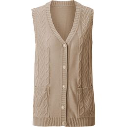 CRÉATION L Damen Strickweste mit Schmuckknöpfen beige Größe 38
