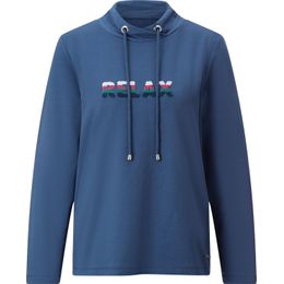 CR&Eacute;ATION L Damen Sweatshirt mit Schriftzug im Vorderteil jeansblau Gr&ouml;&szlig;e 36