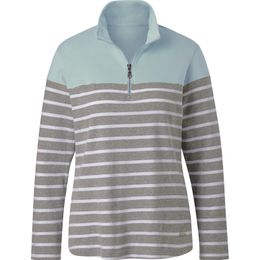 CR&Eacute;ATION L Damen Sweatshirt in Interlock-Qualit&auml;t mint-grau-gestreift Gr&ouml;&szlig;e 36