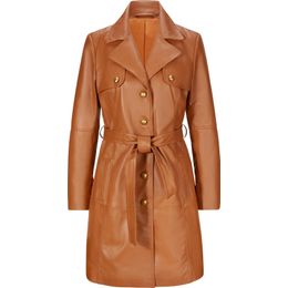 Heine Damen Ledermantel in Trenchcoat-Optik cognac Größe 36