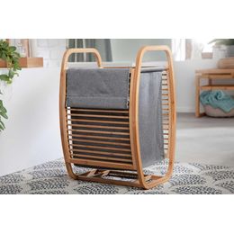 Riess Ambiente Design Wäschekorb LAGOON SPA 60cm grau Bambusholz Wäschesammler Badmöbel Riess-Ambiente rechteckig Natur