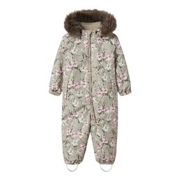 name it Funktionsanzug 'NMF'SNOW10' Mädchen Größe 140 grau / pastellgrün / rosa