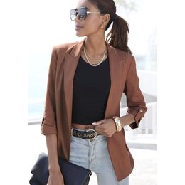 Lascana Longblazer nougat Gr. 36 f&uuml;r Damen. Figurumspielend