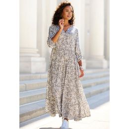 Vivance Maxikleid mehrfarbig Gr. 36 für Damen. V-Ausschnitt und Allover-Druck. Figurumspielend. Nachhaltig.