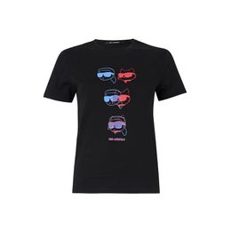 K by KARL LAGERFELD Karl Lagerfeld T-Shirt 'Ikon' Damen Gr&ouml;&szlig;e XXL taubenblau / lavendel / hellpink / schwarz