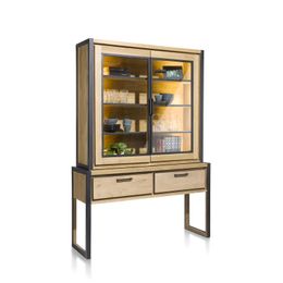 Henders & Hazel Metalo Buffet 2 Glastüren + LED Eiche Furnier/Metallgestell 140x200 cm
