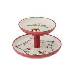 Bloomingville Etagere ''Yule'' in Rot/ Beige - (H)13 x &Oslash; 22 cm | Gr.: onesize