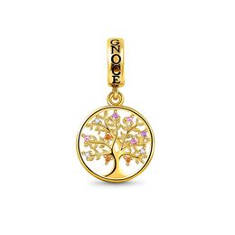 GNOCE Sterling Silber vergoldet Lebensbaum Charm Zirkonia bunt | Gr.: onesize