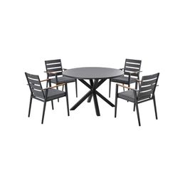 Beliani 5-tlg Gartentisch Set MALETTO/TAVIANO in Schwarz/Heller Holzfarbton | Gr.: onesize