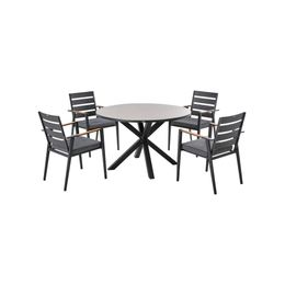 Beliani 5-tlg Gartentisch Set MALETTO/TAVIANO in Grau/Heller Holzfarbton/Schwarz | Gr.: onesize