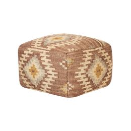 Beliani Pouf BEEL in Bunt/Braun/Beige - (W) 50 x (H) 30 x (L) 50 cm | Gr.: onesize