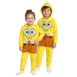 Spongebob Schwammkopf Jumpsuit mit Kapuze Overall Onesie Einteiler in gelb | Gr.: 122/128
