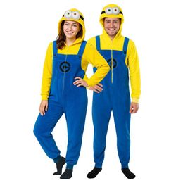 Minions Kost&uuml;m Overall mit Kapuze Onesie Jumpsuit Einteiler in Mehrfarbig | Gr.: XXL
