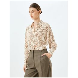 KOTON Shirt in Ekru Gemustert | Gr.: 36