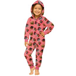 PAW PATROL Jumpsuit mit Kapuze Overall Pyjama Schlafanzug langarm in rosa | Gr.: 98/104