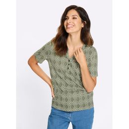 Sieh an! Kurzarmshirt in khaki-ecru-bedruckt | Gr.: 52