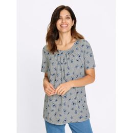 Sieh an! Longshirt in grau-meliert-marine-bedruckt | Gr.: 42