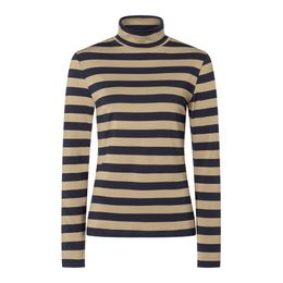 More & More More & More schmales, gestreiftes Rollkragenshirt in regular stripes jersey softbrass marine | Gr.: 36