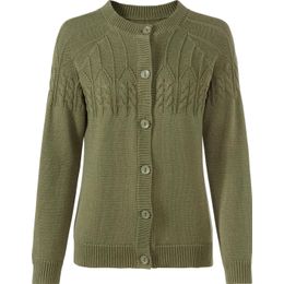 CR&Eacute;ATION L Damen Strickjacke mit Raglan-&Auml;rmeln oliv-meliert Gr&ouml;&szlig;e 38