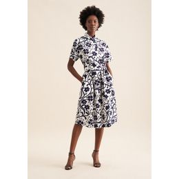 Sommerkleid Seidensticker "Schwarze Rose", Damen, Gr. L40, Normalgrößen, blau (dunkelblau), 100% Baumwolle, bedruckt, regular fit, Kleider, Kurzarm Kragen Druck