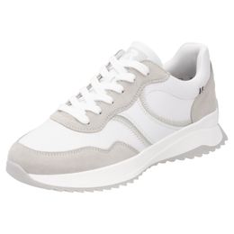 Keilsneaker RIEKER SPORT, Damen, Gr. 39, grau (weiß, hellgrau), Glattleder, Veloursleder, Sportlich, Schuhe Sneaker, Schnürschuh, Halbschuh, Freizeitschuh mit Kontrastdetails