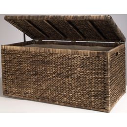 Truhe Home Affaire, braun, B:110cm H:55cm T:57cm, Geflecht Wasserhyazinthe, Truhen, innen mit Baumwolle bespannt