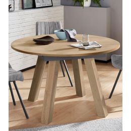 Mäusbacher Esstisch MÄUSBACHER, braun (tischplatte: asteichefarben), B:130cm H:78cm T:130cm, Tische, Runde Esstische Esstisch Holz-Esstische, Untergestell schräg gestellt