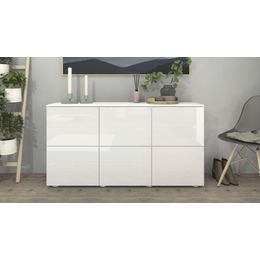 borchardt Möbel Kommode BORCHARDT MÖBEL "Rova", weiß (weiß hochglanz), B:139cm H:72cm T:35cm, Spanplatte, Sideboards, Breite 139 cm