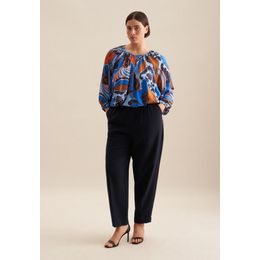 Klassische Bluse Seidensticker "Schwarze Rose", Damen, Gr. 4XL48, blau (hellblau), 100% Viskose, geblümt, oversize, Rundhals, Blusen, Tunika Floral
