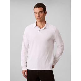 Langarm-Poloshirt Calvin Klein "LS SUPIMA COTTON SOLID POLO", Herren, Gr. M, weiß (hellweiß), Single Jersey, Obermaterial: 100% Baumwolle, unifarben, regular fit hüftlang, Rundhals, eingesetzt abgesteppte Kante, Shirts, regular fit mit Rundhalsausschnitt
