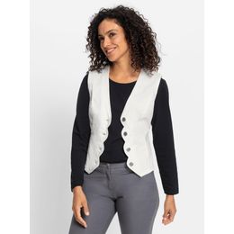 Jeansweste Inspirationen, Damen, Gr. 40, beige (ecru), 97% Baumwolle, 3% Elasthan, unifarben, Westen