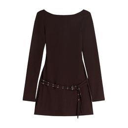 Bershka Kleid Damen Größe 40 dunkelbraun Winterkleid