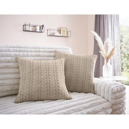 LeGer Home by Lena Gercke Dekokissen »Trisha, 2er Set« Modernes Strickmuster, 50x50, ohne Füllung, Zopfmuster, 2er Set Beige Obermaterial: 100%...