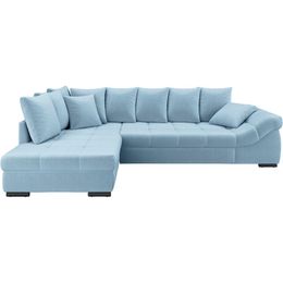 MR. COUCH Ecksofa »Pietro, L-Form, mit Bett, wahlweise mit Kaltschaum« mit Bett und wahlweise mit Kaltschaum Memphis 1676 blue grey