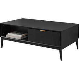 LEONIQUE Couchtisch »Lavisha« Keramikplatte, Eisengestell und FSC-zertifiziertes Holz, Breite 110 cm schwarz + schwarz
