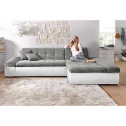 DOMO collection Ecksofa &raquo;Moric, L-Form, XXL-Sofa - Breite 300cm, viel Platz, auch in Cord&laquo; wahlweise mit Bettfunktion und Armteilverstellung, wei&szlig;-