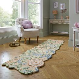 FLAIR RUGS Wollteppich &raquo;Bryony Floral&laquo; rechteckig 10 mm H&ouml;he Wolltepich, Esszimmer, Wohnzimmer, Flur gr&uuml;n Wolle