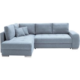 MR. COUCH Ecksofa »Mykonos, L-Form, Dauerschläfer« mit DuraSpring-Taschenfederkern bis 140 kg belastbar Memphis 1676 blue grey