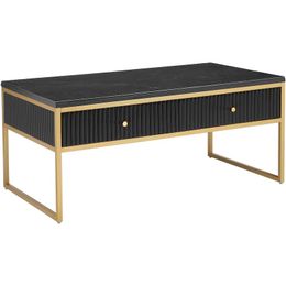 LEONIQUE Couchtisch »Fleuriss« Keramikplatte, goldenen Beinen, FSC-zertifiziertem Holz, Breite 110 cm schwarz + goldfarben