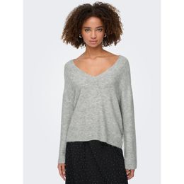 Only Strickpullover »ONLARIZONA LS SEQUINS V-NECK PUL KNT« Light Grey Melange Detail:Silver Sequins L L Pullover von Only