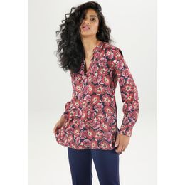 Aniston SELECTED Longbluse, hinten länger als vorne marine-cognac-beige-rot-pink-braun 44 44 Vokuhila-Bluse - hinten länger als vorne