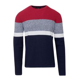 KOROSHI Strickpullover Herren Gr&ouml;&szlig;e L navy / graumeliert / rot / wei&szlig;