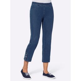 WITT Damen 7/8-Jeans mit seitlichen Zierkn&ouml;pfen, blue-stone-washed, Gr&ouml;&szlig;e 23