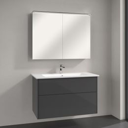 Villeroy & Boch Villeroy & Boch Finero Waschtischunterschrank 100 cm mit Waschtisch und Spiegelschrank, 2 Auszüge