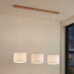 LINDBY Hängeleuchte Imarin, 3-flg., weiß, Textil, 100cm