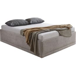 Polsterbett "Texel", beige, B:166cm H:42cm L:206cm, Bezug Bett: Veloursstoff 100% Polyester oder Microfaser (100% Polyester);Bonnell-Federkernmatratze: 51% Polypropylen, 39% Polyester und 10% Baumwolle;Kaltschaummatratze: 100% Polyester, Bezug abnehm- und waschbar bis 60C;Kissenbezug: 100% Polyester, Füllung : 100% Polyester (Hohlfaser), Westfalia Schlafkomfort, Betten, Komforthöhe mit Zierkissen,