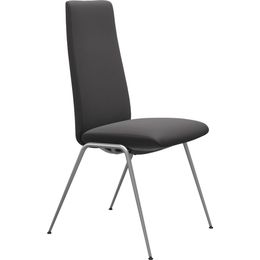 Polsterstuhl stressless "Laurel", grau (rock paloma, chrom matt), B:57cm H:105cm T:60cm, Leder PALOMA: PALOMA ist ein durchgefärbtes Semianilin-Möbelleder mit natürlicher Narbung., Stühle, High Back, Größe M, mit Beinen aus Stahl in Chrom matt