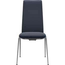 Polsterstuhl stressless "Laurel", blau (oxford blau paloma, chrom matt), B:57cm H:105cm T:60cm, Leder PALOMA: PALOMA ist ein durchgefärbtes Semianilin-Möbelleder mit natürlicher Narbung., Stühle, High Back, Größe M, mit Beinen aus Stahl in Chrom matt