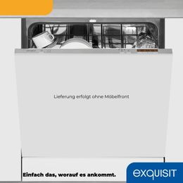 Exquisit vollintegrierbarer Geschirrspüler "EGSP6012-E-030E silber", Energieeffizienz: E (A-G), silber (silberfarben), B:59,8cm H:81,5cm T:55cm, Geschirrspüler