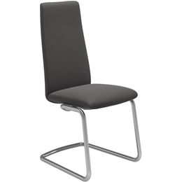 Polsterstuhl stressless "Laurel", grau (rock paloma, chrom matt), B:53cm H:105cm T:60cm, Leder PALOMA: PALOMA ist ein durchgefärbtes Semianilin-Möbelleder mit natürlicher Narbung., Stühle, High Back, Größe M, mit Beinen aus Stahl in Chrom matt